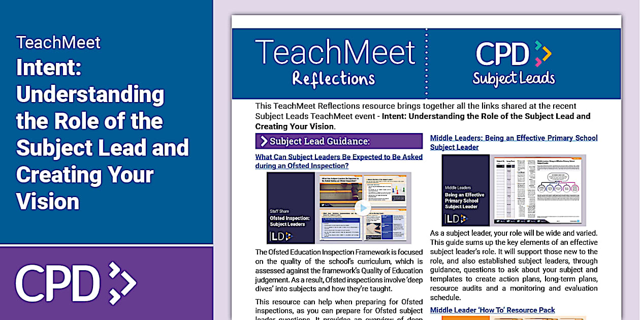 TeachMeet Reflections - Intent: Understanding the Role of the Subject ...