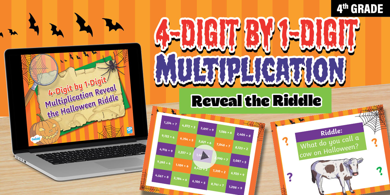 4-Digit by 1-Digit Multiplication Halloween PowerPoint