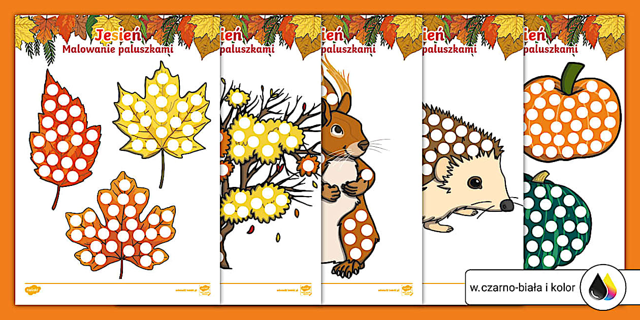 Jesień | Malowanie paluszkami jesiennych obrazków | Mała motoryka