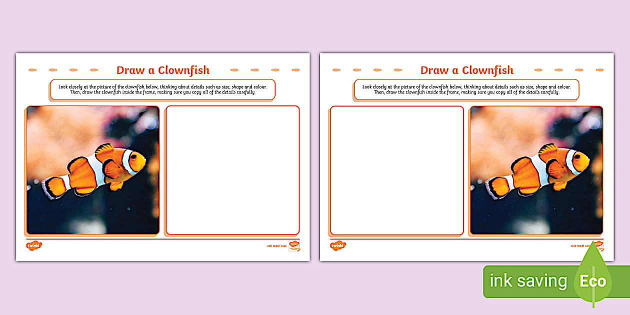 Draw a Clownfish Art Activity,clownfish,nemo (Teacher-Made)