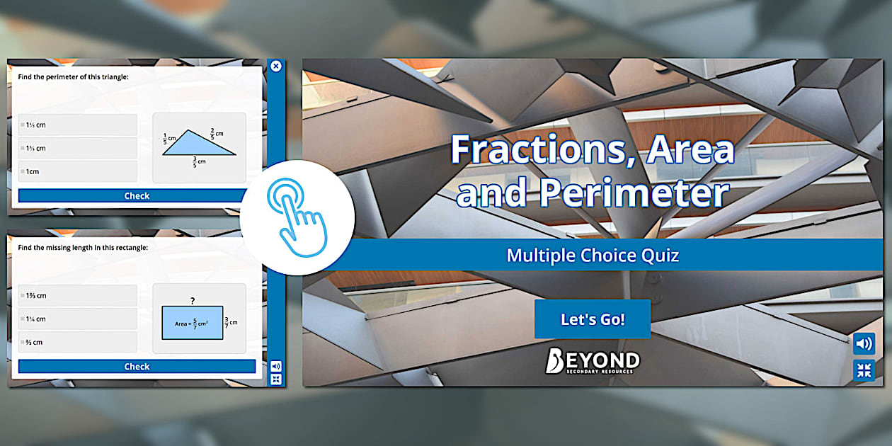 Fractions, Area and Perimeter Multiple Choice Quiz - Twinkl