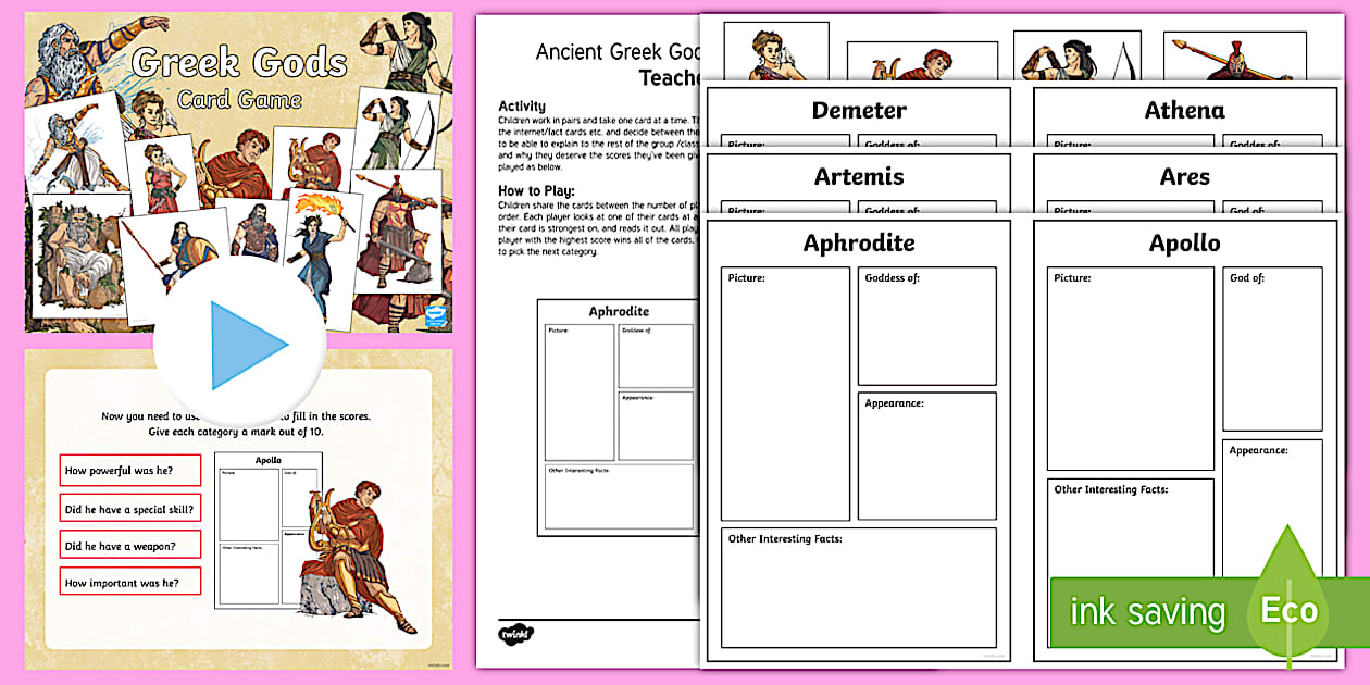 Ancient Greek Gods Information Cards Teaching Pack