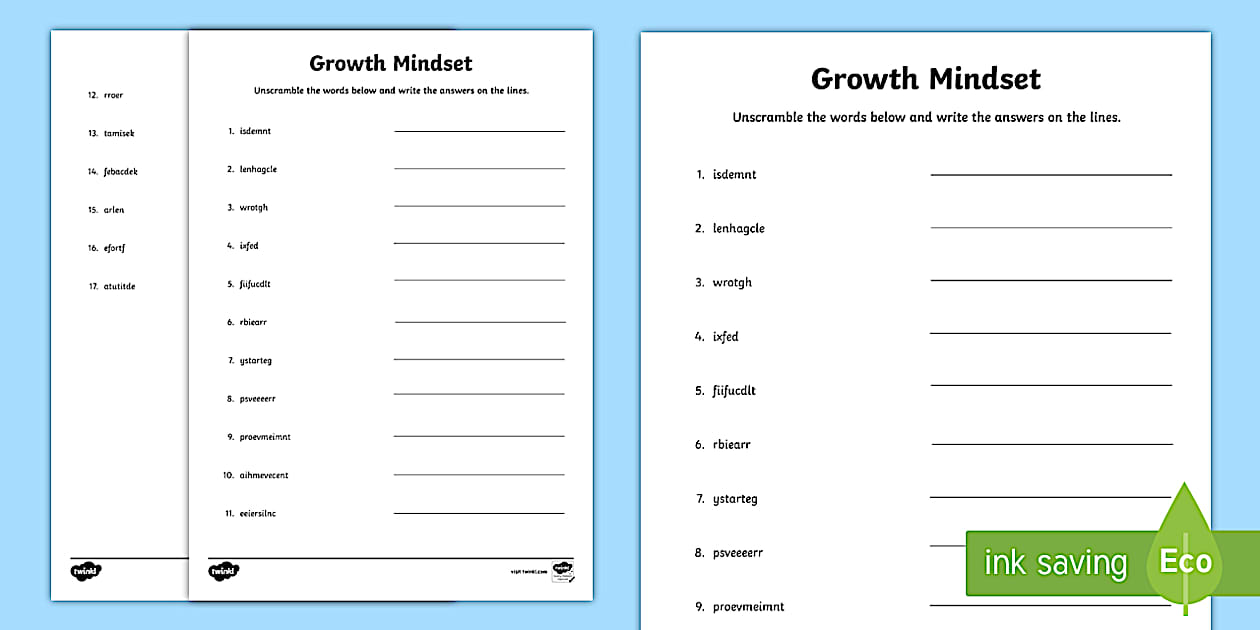 Growth Mindset Word Unscramble (teacher made) - Twinkl
