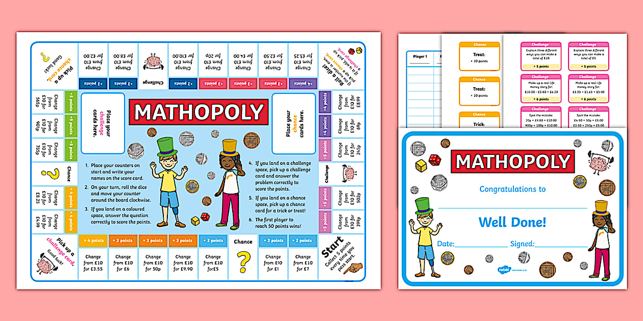 Change from £10 Mathopoly Board Game (Teacher-Made)