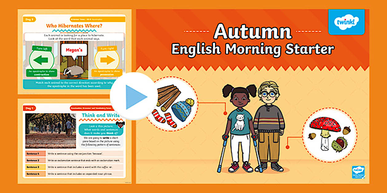 Year 2 English Autumn Morning Starter PowerPoint - Twinkl