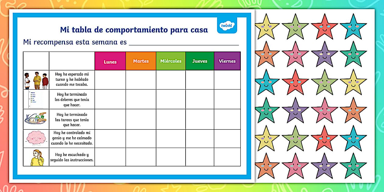 Tabla: Cuadro de conducta del TDAH para casa - Twinkl