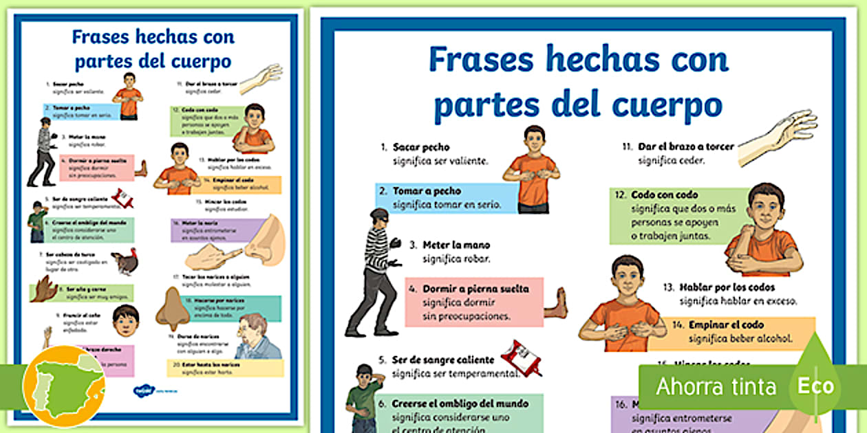 Póster: Frases hechas con partes del cuerpo - Twinkl