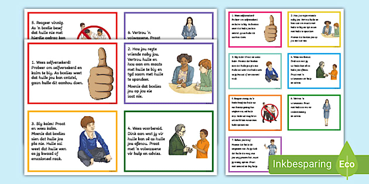 Hoe Om 'n Boelie Te Hanteer Flitskaarte (teacher made)