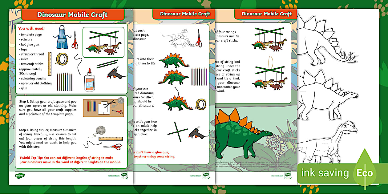 Dinosaur Mobile Craft (teacher made) - Twinkl