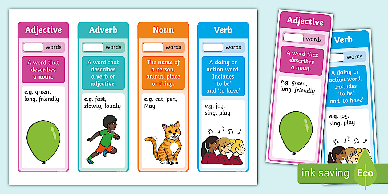 Word Classes Bookmark (teacher made) - Twinkl