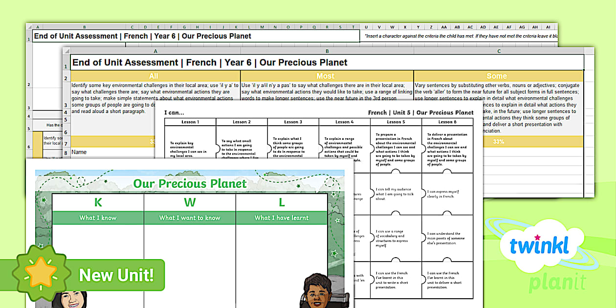 👉 PlanIt Year 6 French Assessment: Our Precious Planet
