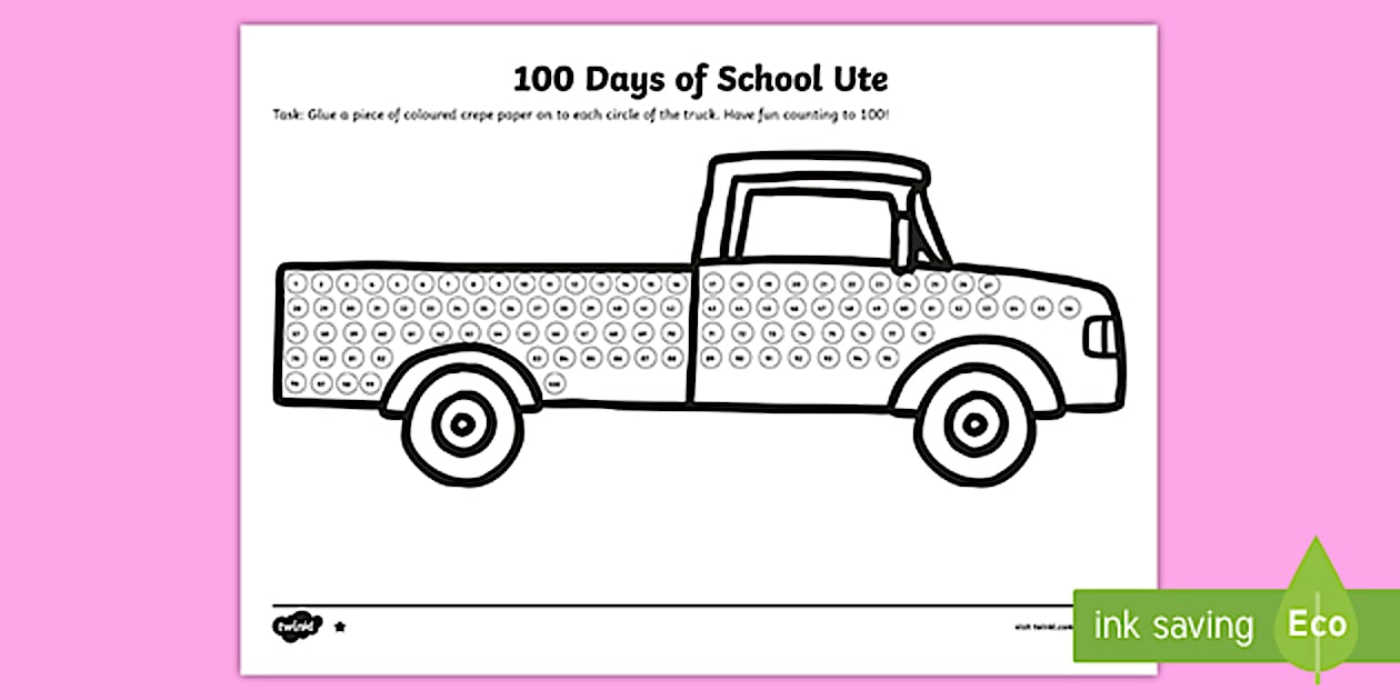 TAS 100 Days of School Truck Cut and Stick Differentiated Activity
