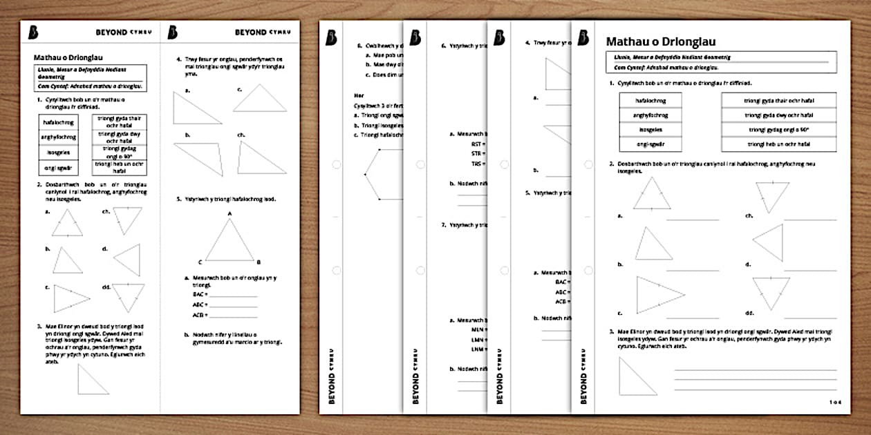 Beyond Cymru: Mathau o Drionglau (teacher made) - Twinkl
