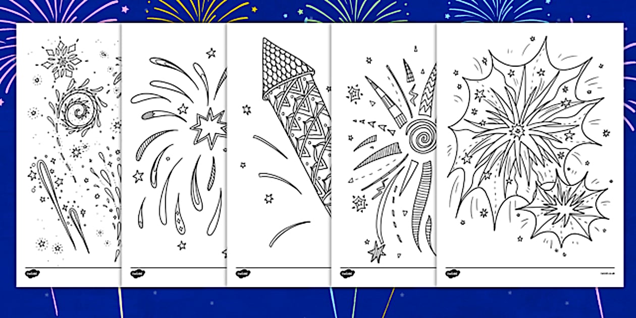 Adult Coloring Fireworks Themed Mindfulness Coloring Sheets