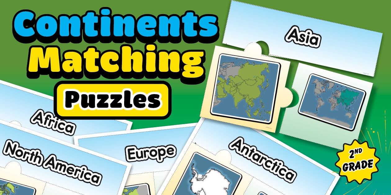 Continents Matching Puzzles for K-2nd Grade (teacher made)
