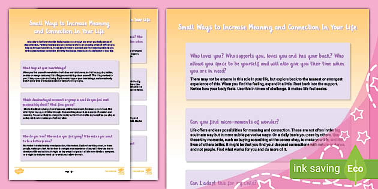 Simple Ways to Feel Connected and Find Meaning - Twinkl