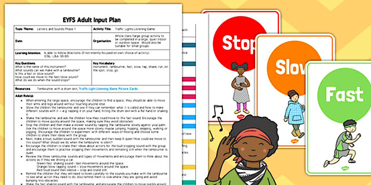 Traffic Lights Listening Game EYFS Adult Input Plan Resource Pack