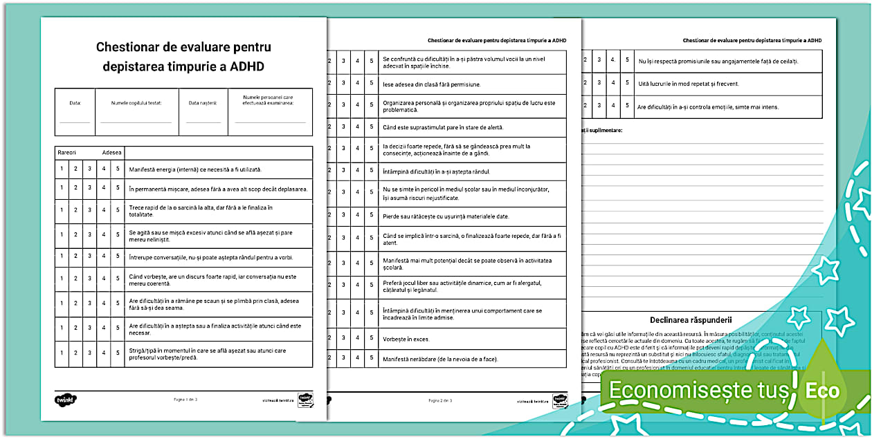 Chestionar de evaluare pentru depistarea timpurie a ADHD