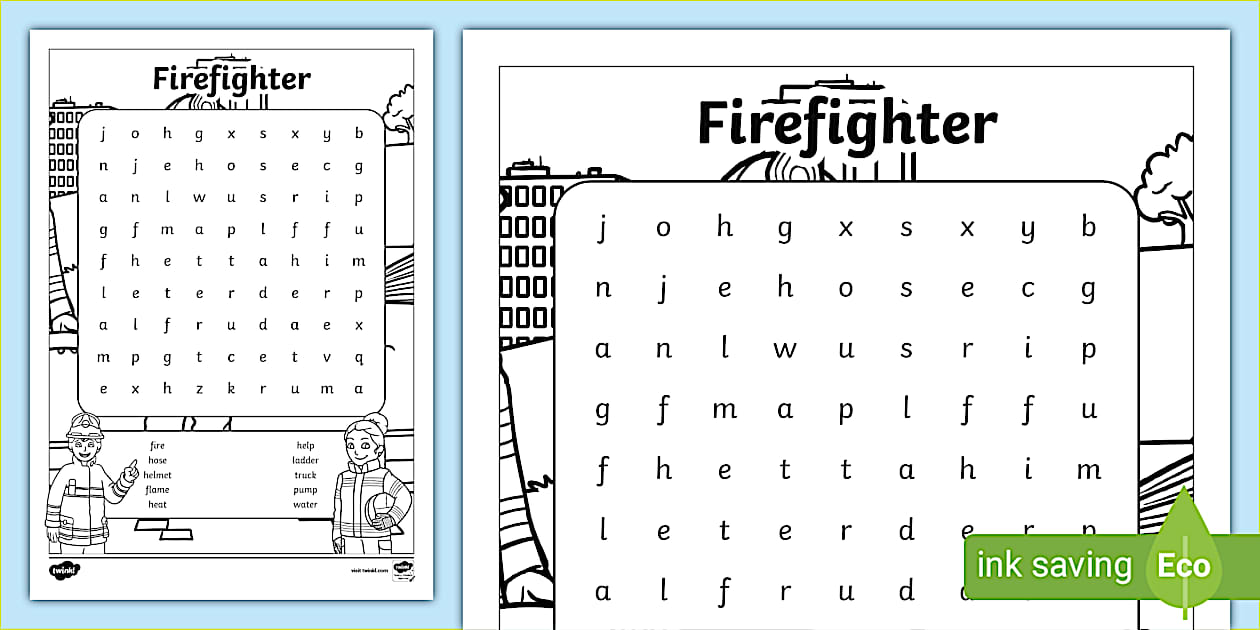 Firefighter Word Search (teacher made) - Twinkl