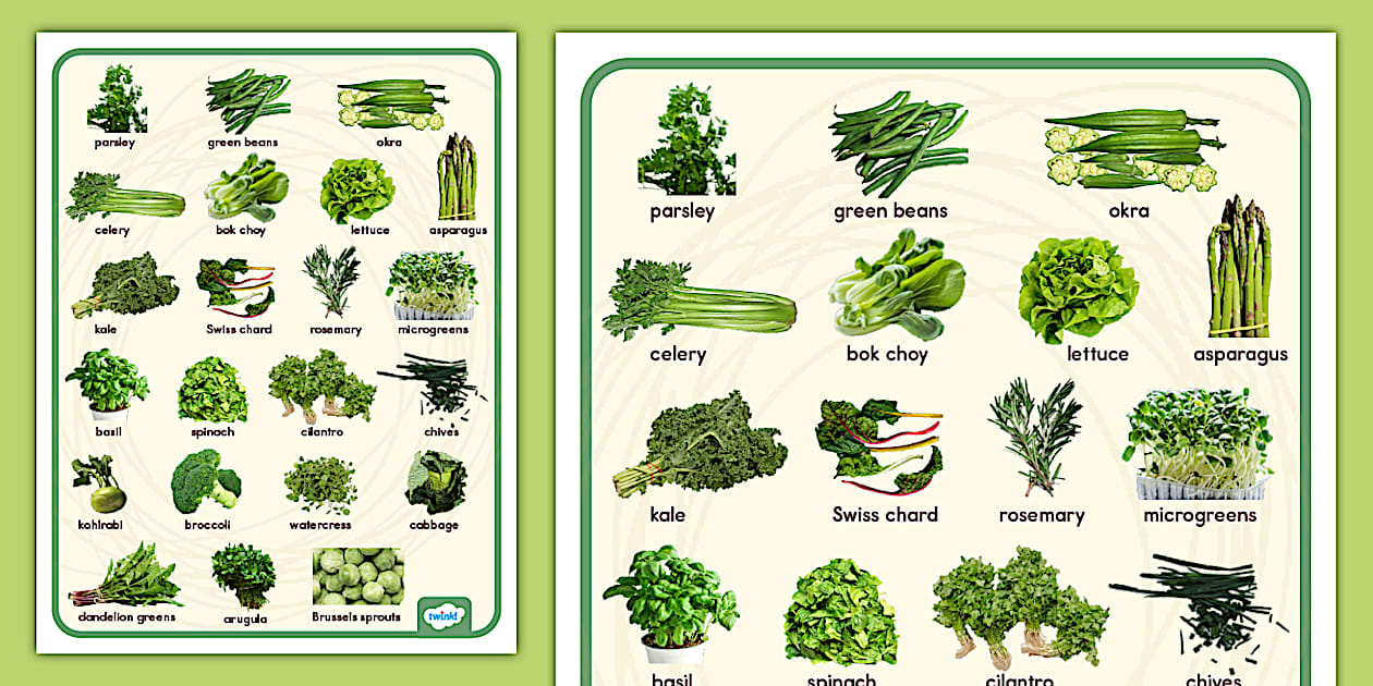 Green Edible Foods Poster (teacher made) - Twinkl