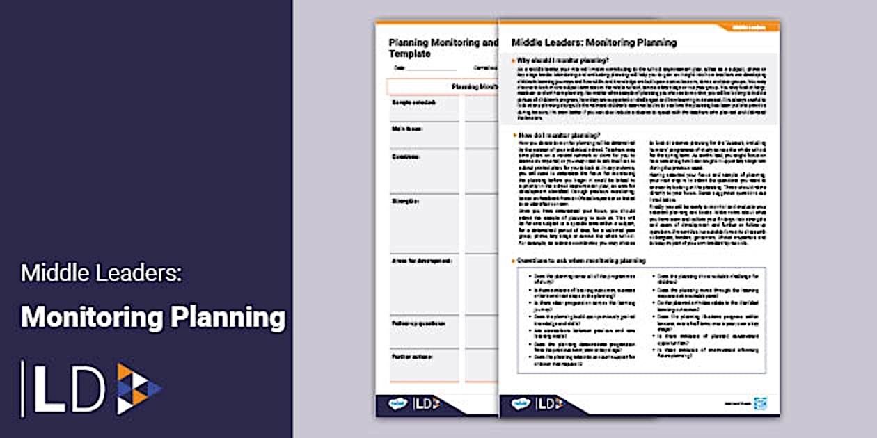 Middle Leaders: Monitoring Planning - Twinkl