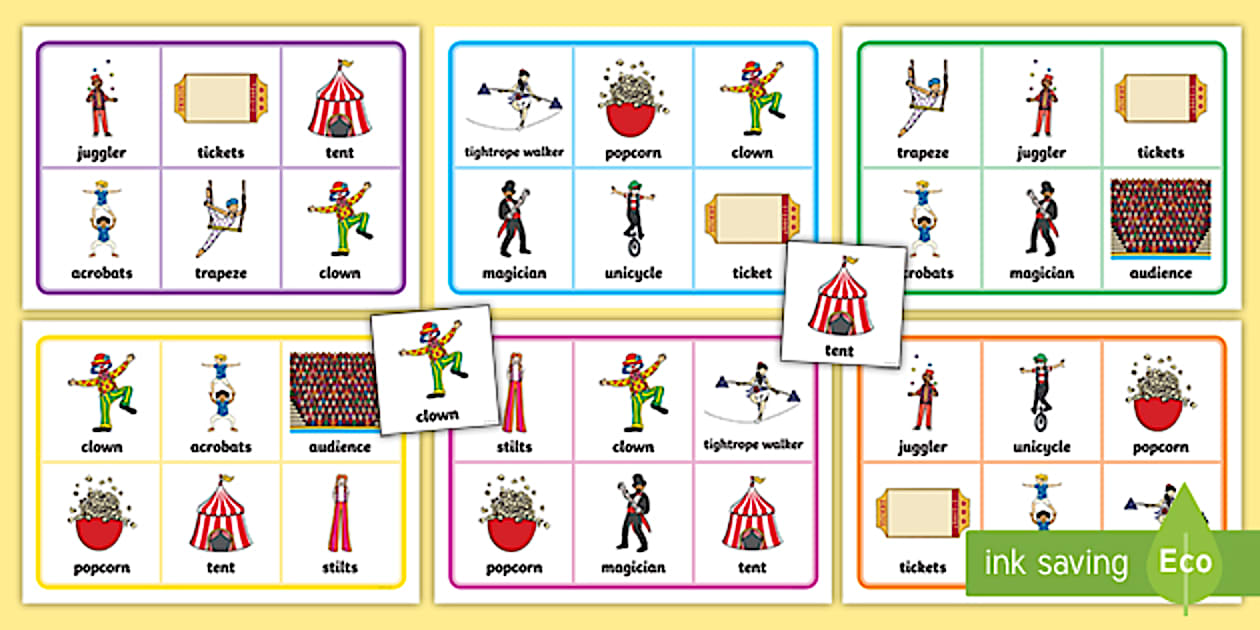 Circus Bingo Game - Primary Resources (Teacher-Made)