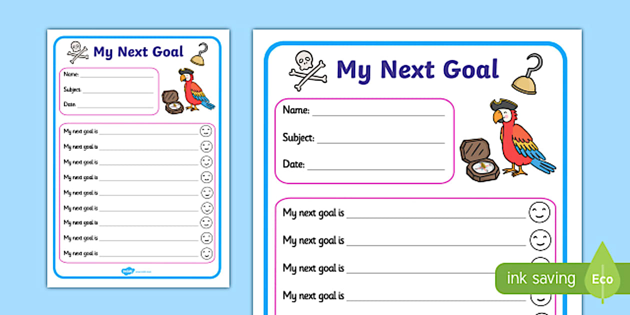 Editable Themed Target and Achievement Sheets Pirate Themed My Next Goal