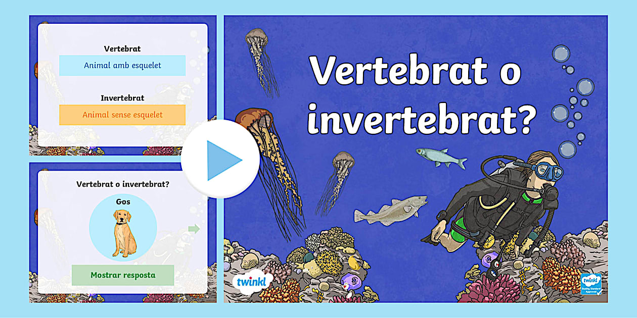 Presentació: Vertebrat o invertebrat? - Català - Twinkl