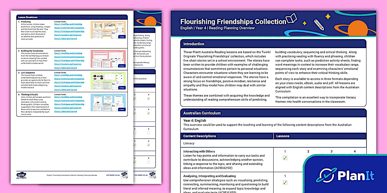 Year 4 Flourishing Friendships Reading Planning Overview