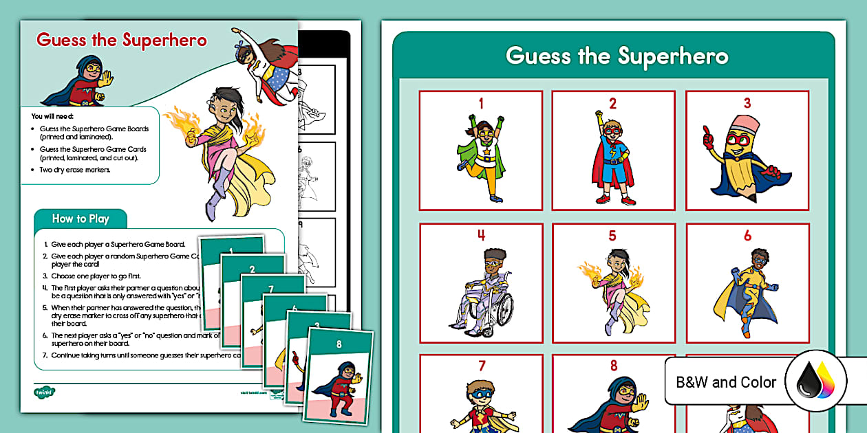 Guess the Superhero Board Game (l'enseignant a fait)
