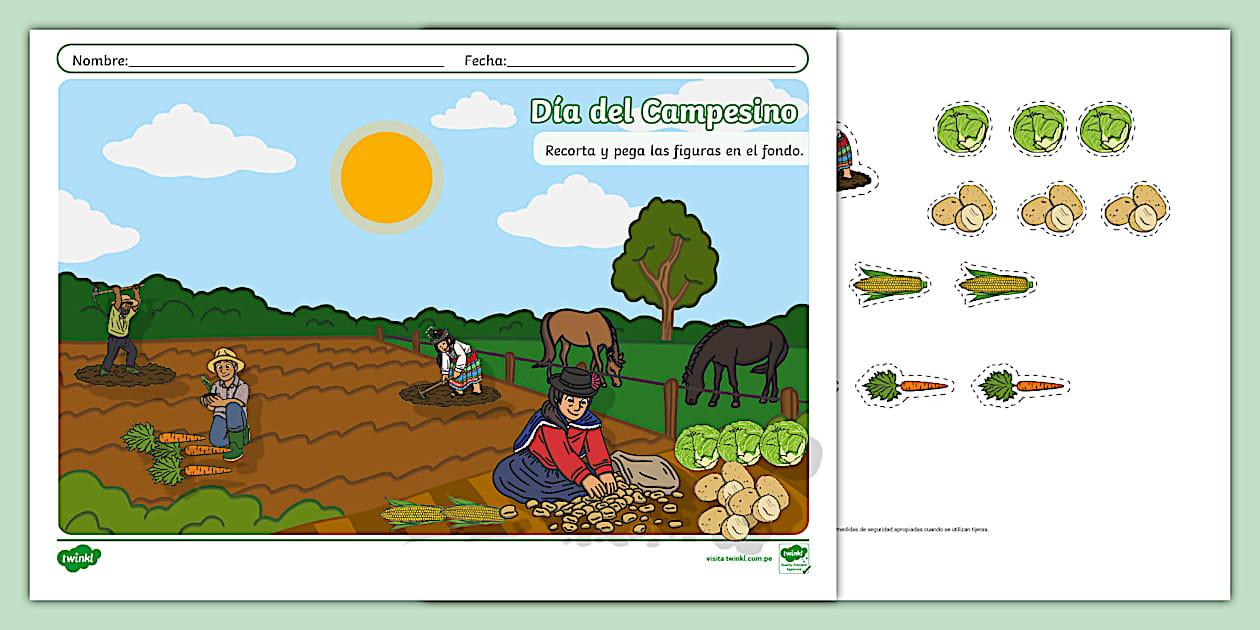 Actividad para cortar y pegar del Día del Campesino | Twinkl
