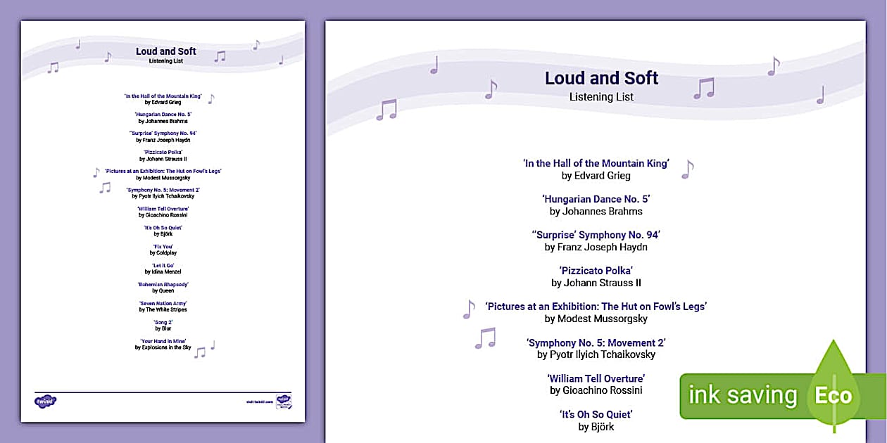 Loud and Soft Listening List (teacher made) - Twinkl