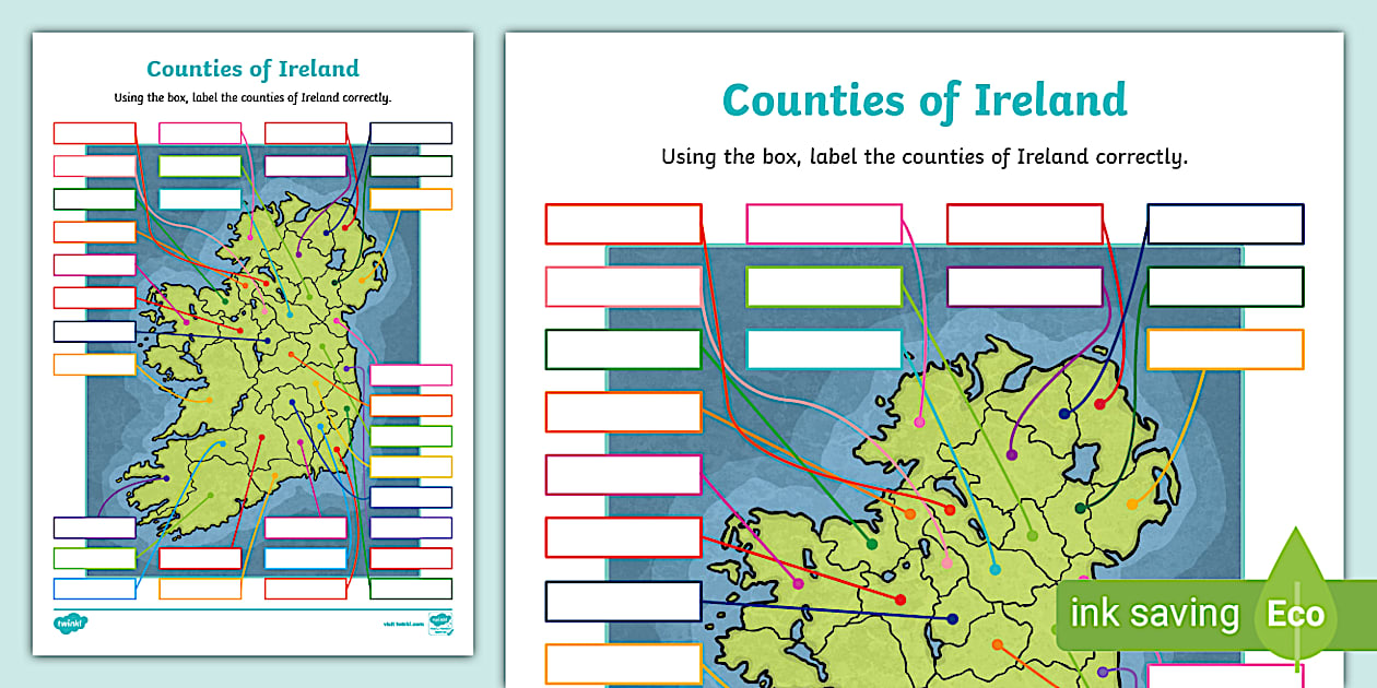 Counties of Ireland activity Sheet (Teacher-Made) - Twinkl