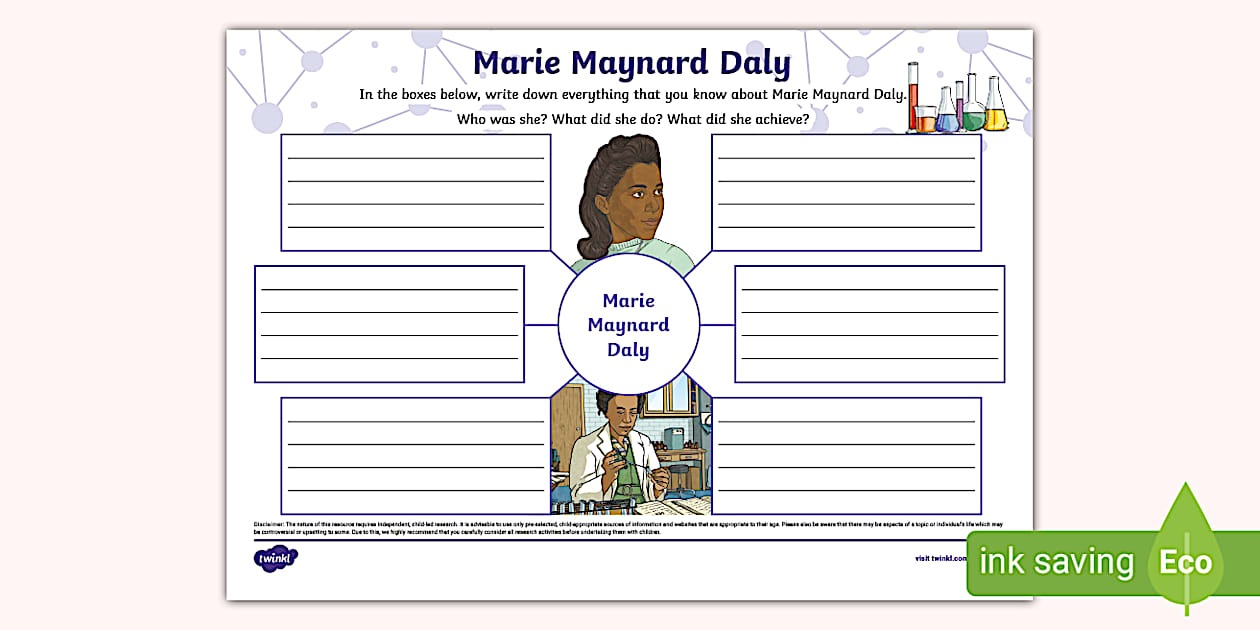 Marie Maynard Daly Mind Map (teacher made) - Twinkl