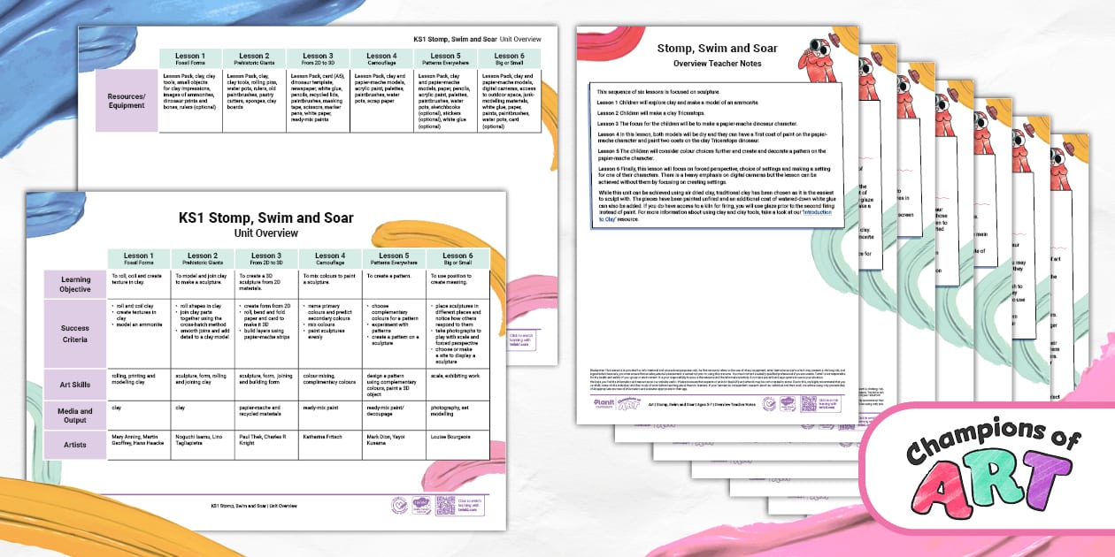 Champions of Art: KS1 Stomp, Swim and Soar - Unit Overview and Teacher ...