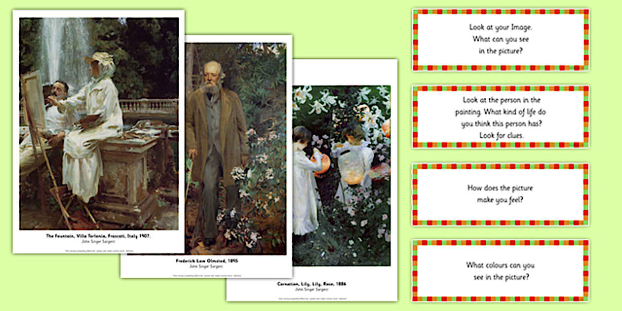 John Singer Sargent Photopack and Prompt Questions - Twinkl