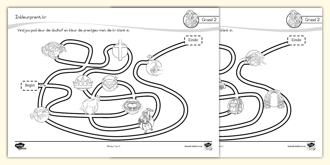 Graad 2 Klanke Inkleurprent kr- (teacher made) - Twinkl