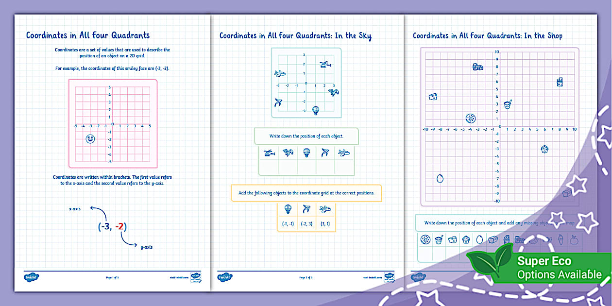 Coordinates in All Four Quadrants (Ages 10 - 11) - Twinkl