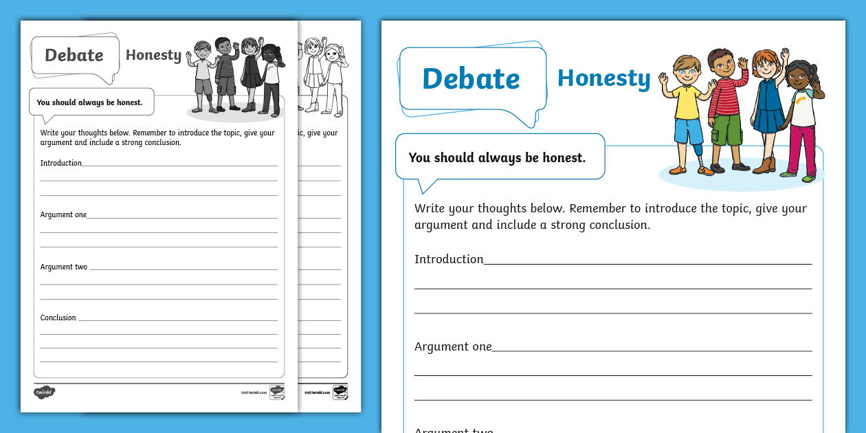 Honesty Debate Writing Frame - Twinkl PSHE (teacher made)