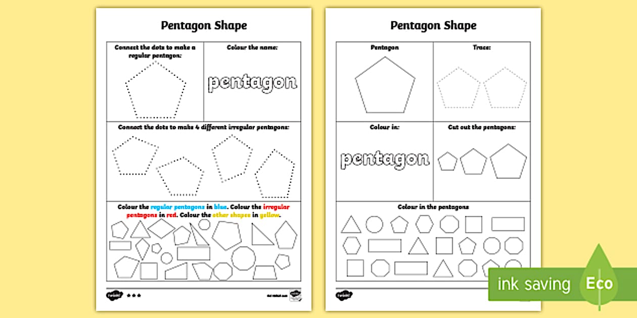 Pentagon Shape Worksheet | Geometry | Twinkl (teacher made)