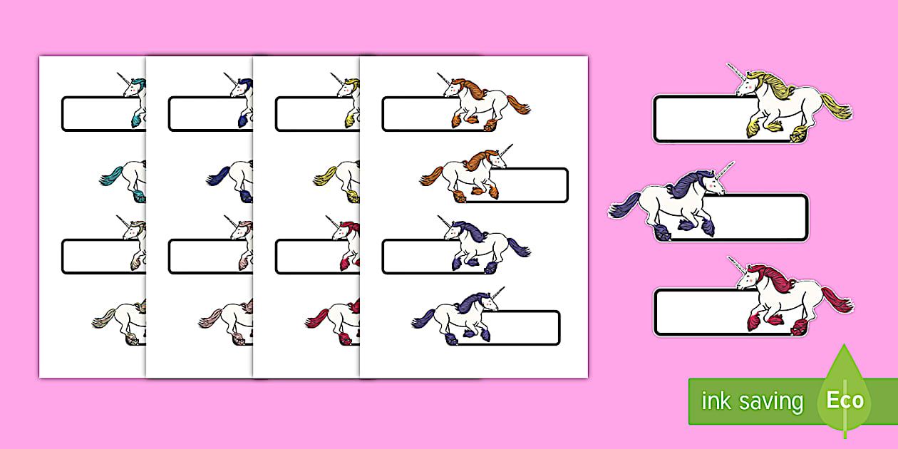Multi-Coloured Unicorn Labels - Unicorn School Labels