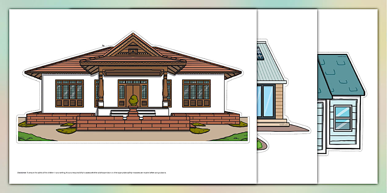 Grade 1 Worksheet: Large House Cut-Outs(CAPS Aligned)