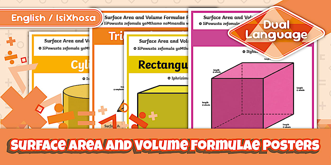 Surface Area and Volume Formulas Posters - isiXhosa