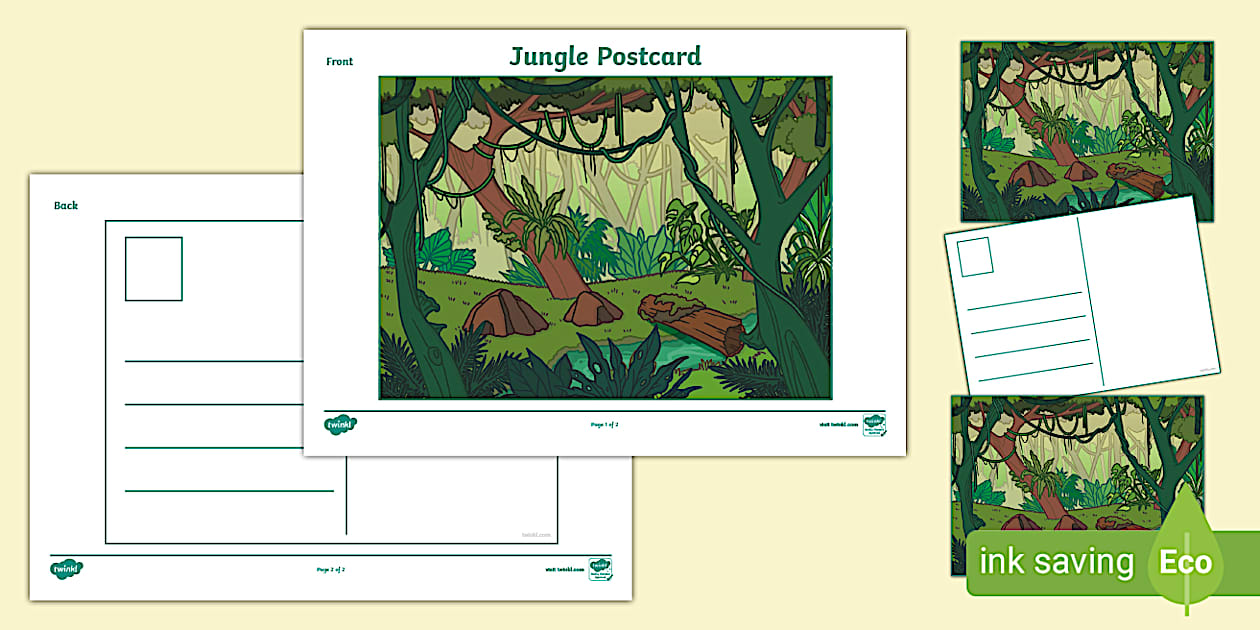 Jungle Postcard Template (teacher made) - Twinkl