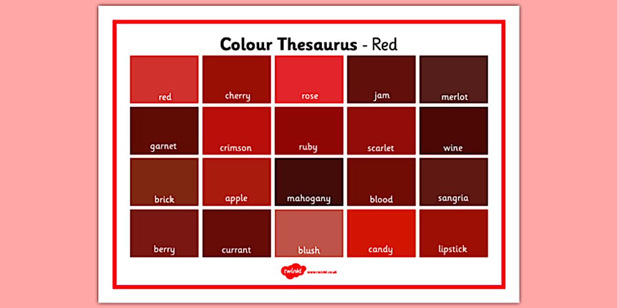 Editable Colour Thesaurus Word Mat Red - Twinkl