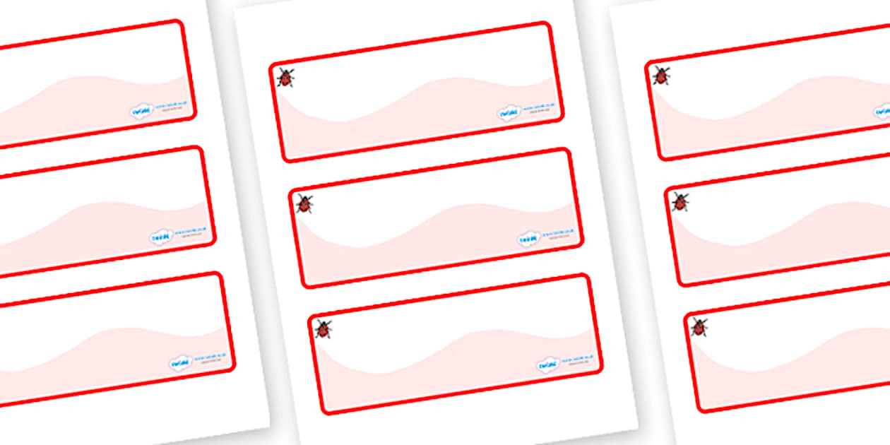 Ladybug Themed Editable Drawer-Peg-Name Labels (Colourful)