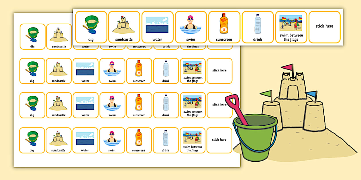 At the Beach AAC Communication Bracelet (teacher made)