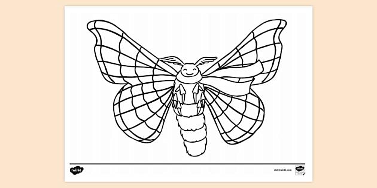 Silk Moth With Scarf Colouring | Colouring Sheets - Twinkl