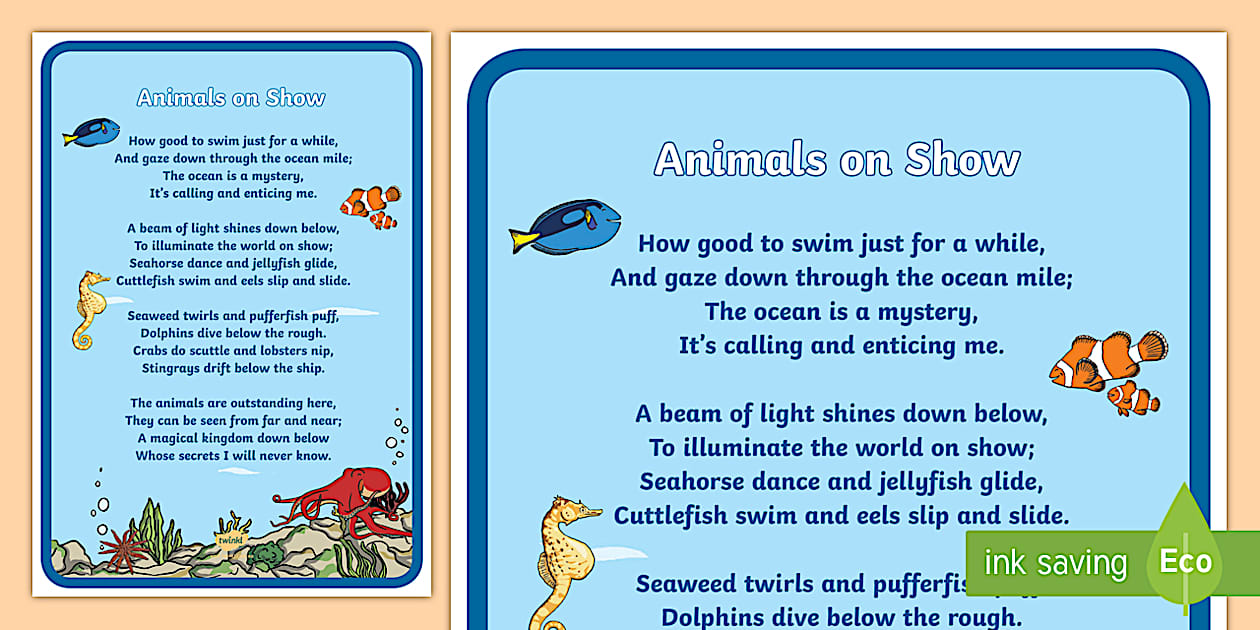 Animals on Show Poem - Australian Animal Poem For kids