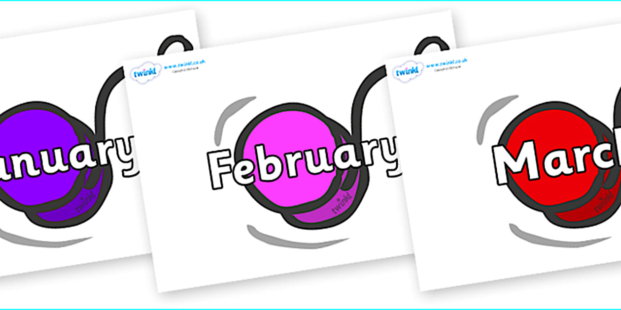 Cursive Months of the Year on Yo Yos (teacher made) - Twinkl